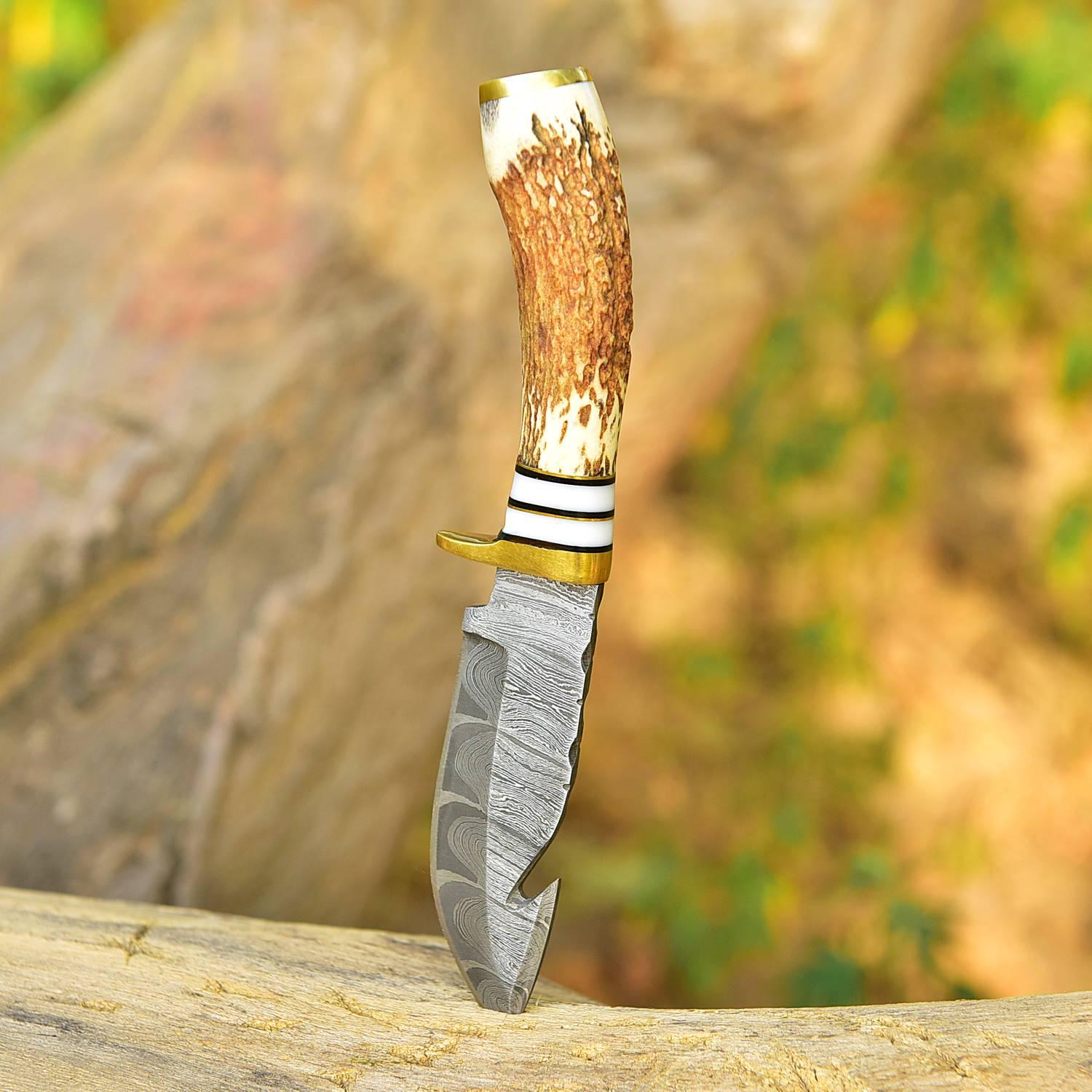 Buy Stag Handle Knives Online – Premium Deer Antler Hunting & Damascus ...